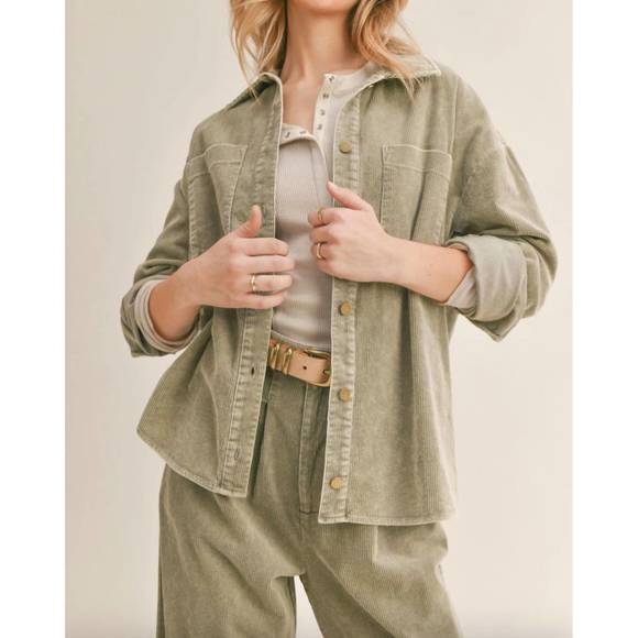 Sage | Jackets & Coats | New Sage The Label Kahlo Cord Shacket In Sage ...